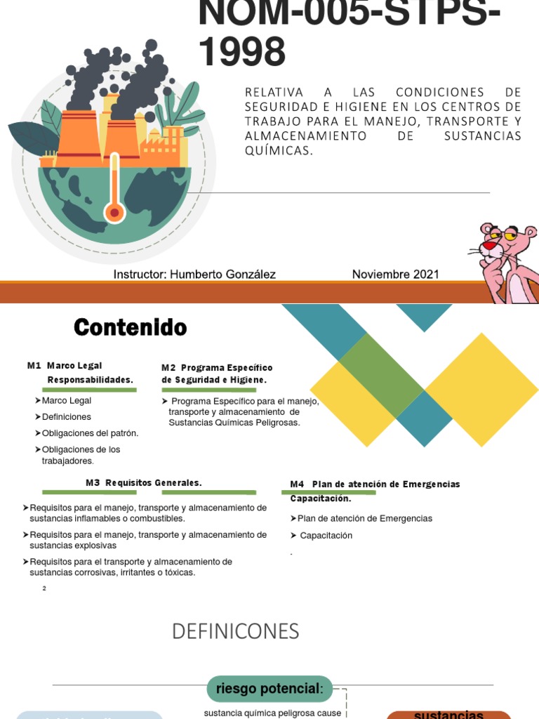 Manejo de Químicos Nom-005-Stps-1998 MP (Ing. Gonzalez) para Imprimir | PDF | Quemar | Primeros ...