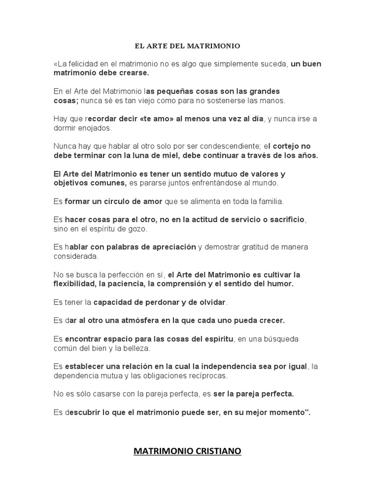 El Arte Del Matrimonio | PDF
