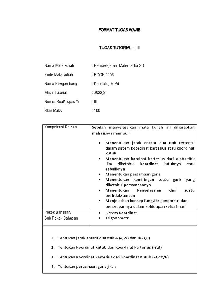 Format Tugas Wajib Uk3 PMSD Ut | PDF
