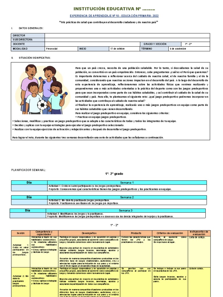 EXPERIENCIAS DE APRENDIZAJE-N°10-educacion-fisica-primaria | PDF