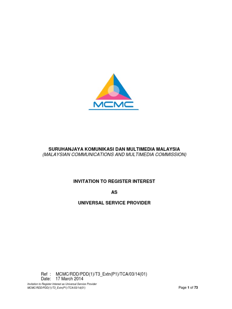 4.0 MCMC Invitation To Register As USP RFP - T3E - (Phase-1) - 140314 | PDF