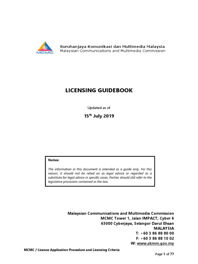 MCMC Licensing Guidebook Overview | PDF | License | Computer Network