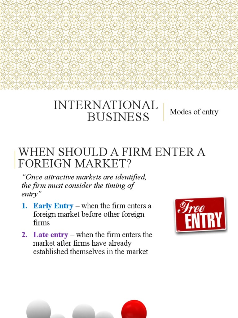 Chapter 9 - International Market Entry Modes (E) | PDF | Exports ...