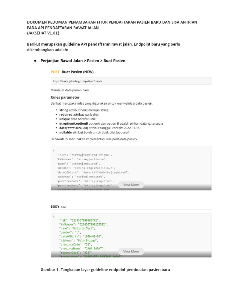 Dokumen Pedoman API Pendaftaran Rawat Jalan - V1.01 | PDF