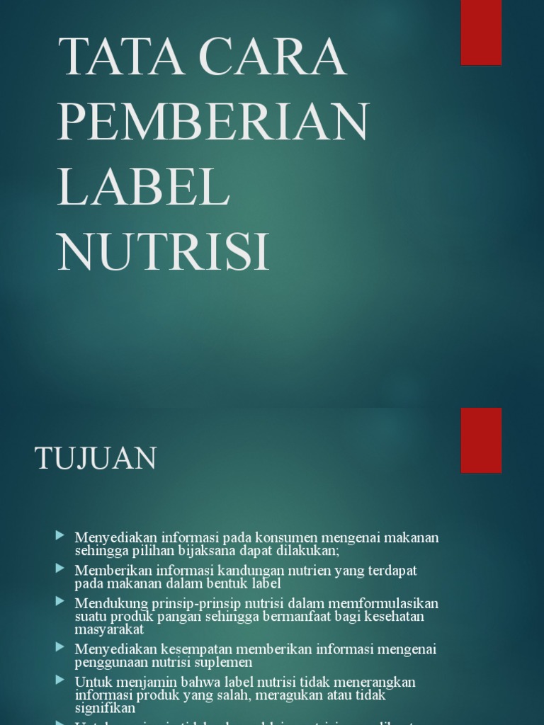 Tata Cara Pemberian Label Nutrisi | PDF