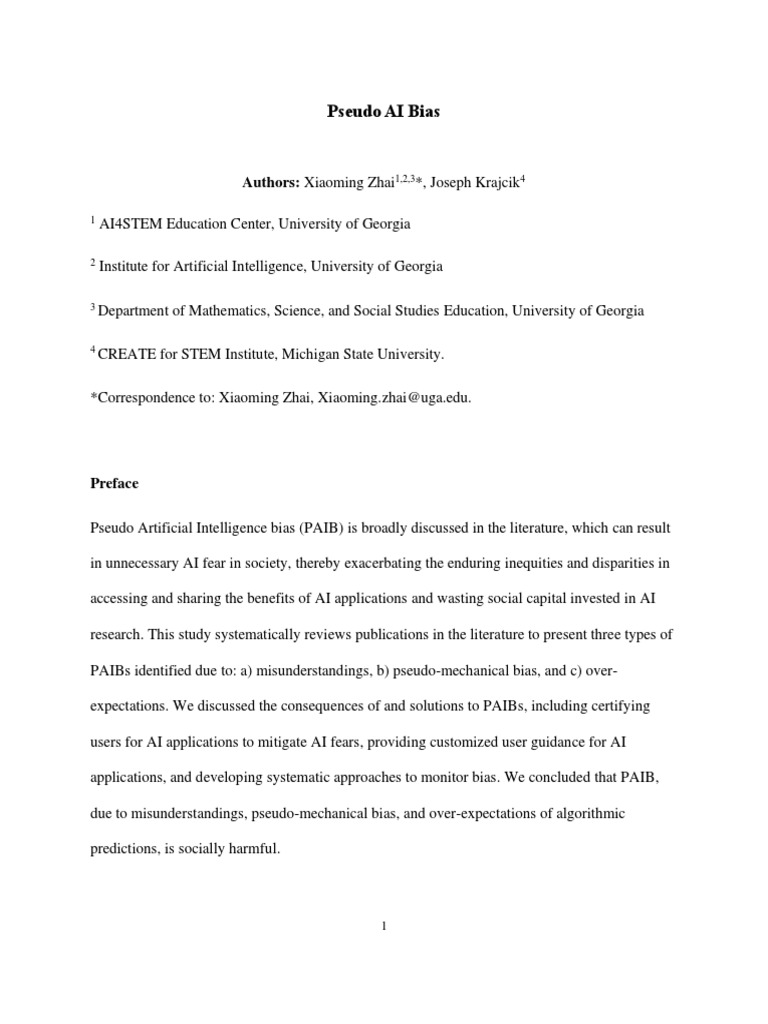 Pseudo AI Bias | PDF | Artificial Intelligence | Intelligence (AI) & Semantics