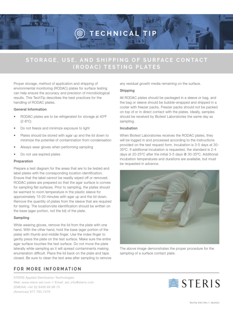 Best Practices for RODAC Plate Handling | PDF | Refrigerator | Laboratories