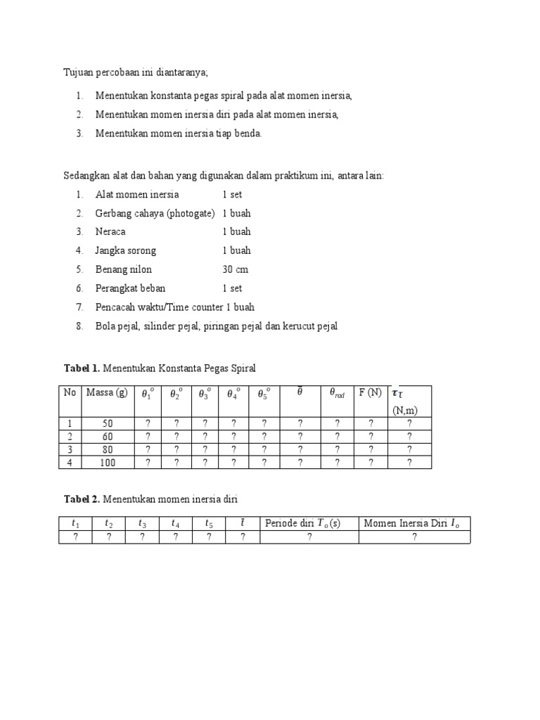 Tabel Modul 4 Momen Inersia | PDF