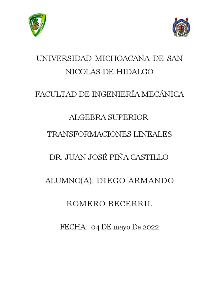 Transformaciones Lineales | PDF | Mapa lineal | Espacio vectorial