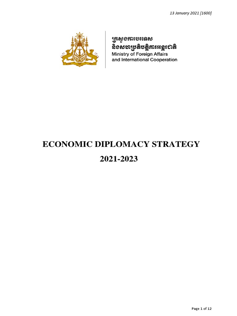 យុទ្ធសាស្ត្រការទូតសេដ្ឋកិច្ច ឆ្នាំ ២០២១-២០២៣ Economic Diplomancy Strategy 2021-2023 | PDF ...