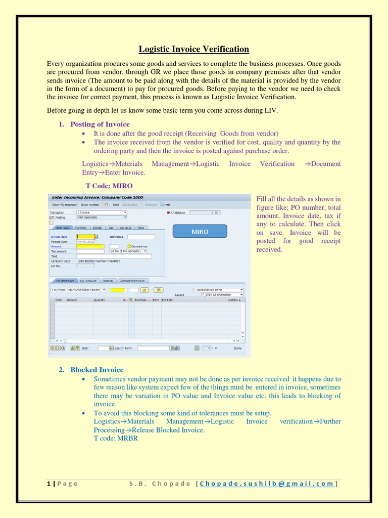 SAP MM Config of Logistic Invoice Verification 1666406315 | PDF ...