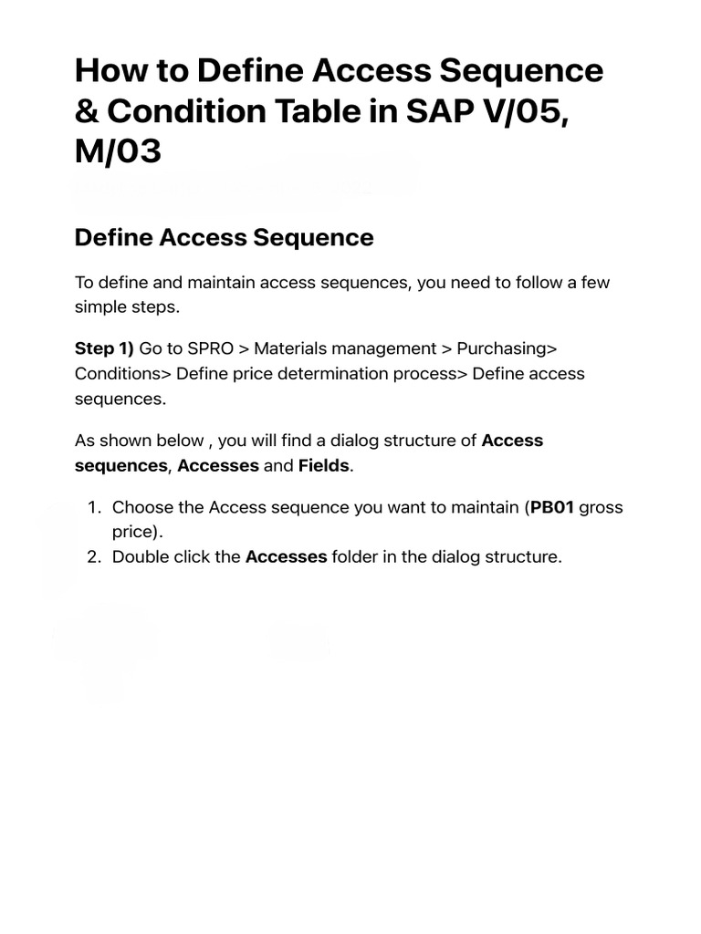Define Access Seq Condition Table in SAP 1668043496 | PDF | Icon (Computing) | Software Engineering