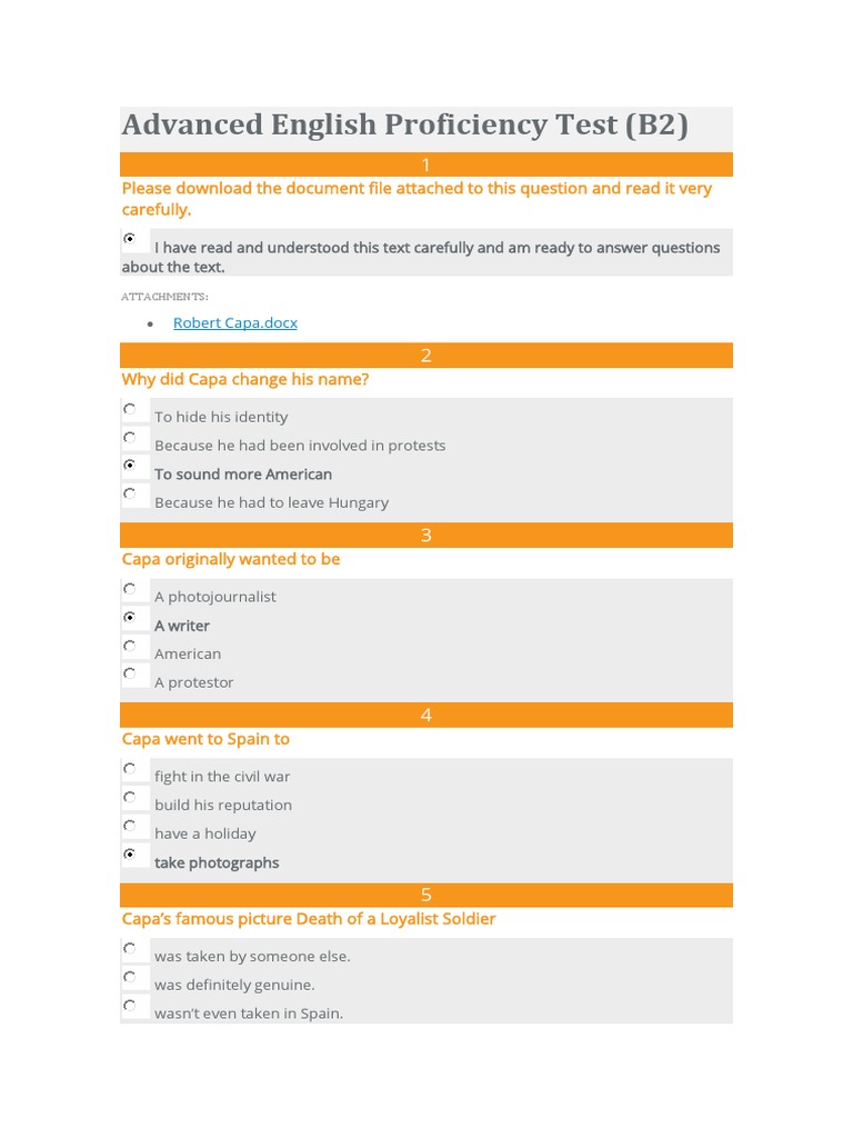 Advanced English Proficiency Test (B2) - Workmarket | PDF