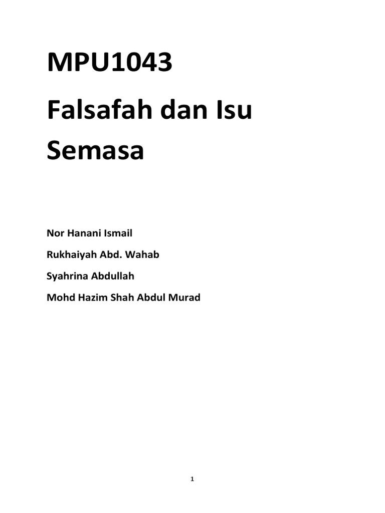 MPU 1043 Faslafah Dan Isu Semasa | PDF
