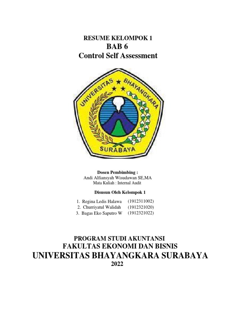 Bagas Eko - 1912321022 - Resume Internal Audit - Kelompok 1 - Bab 6 Control Self Assessment | PDF