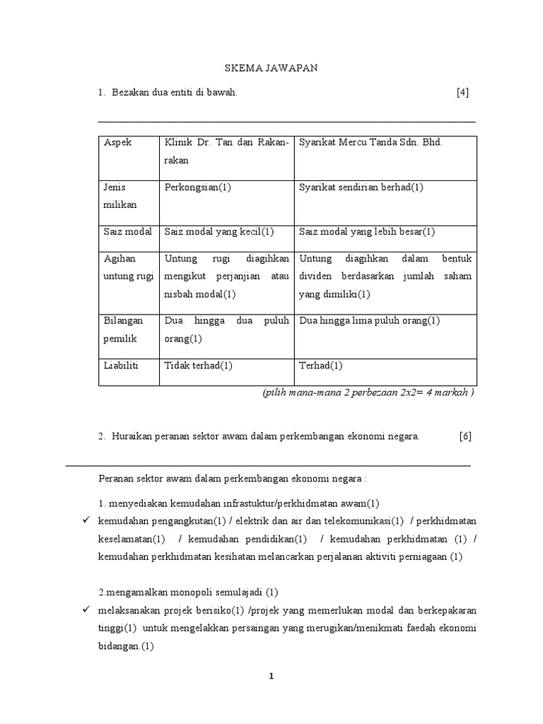 Skema Jawapan Trial Sem 1 2021 | PDF
