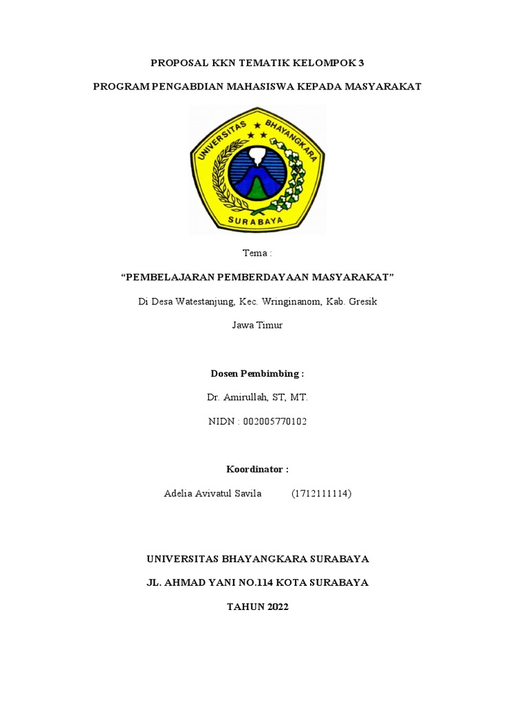 Proposal KKN Tematik Kelompok 3-1 | PDF