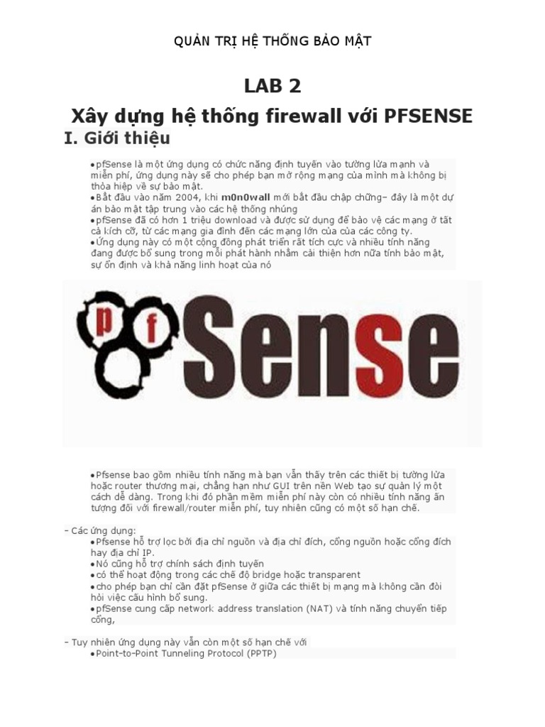 LAB 2 - Pfsense Firewall | PDF