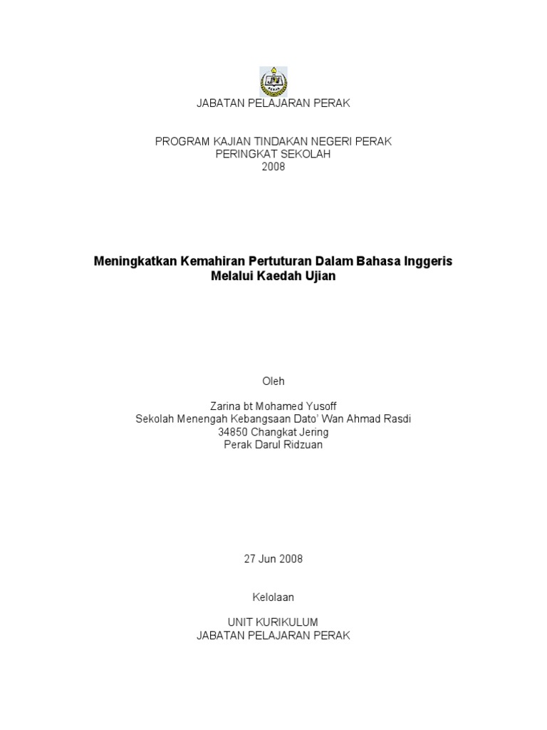 Dokumen - Tips Kajian Tindakan Bahasa Inggeris | PDF