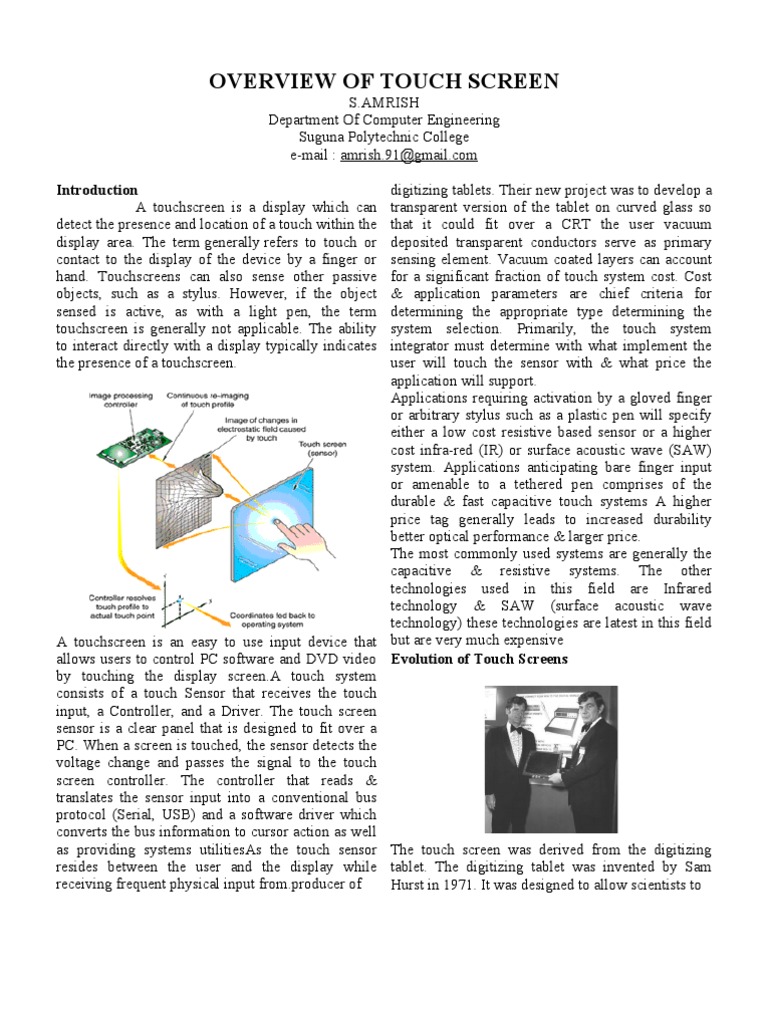 Touch Screen | Download Free PDF | Touchscreen | Personal Computers