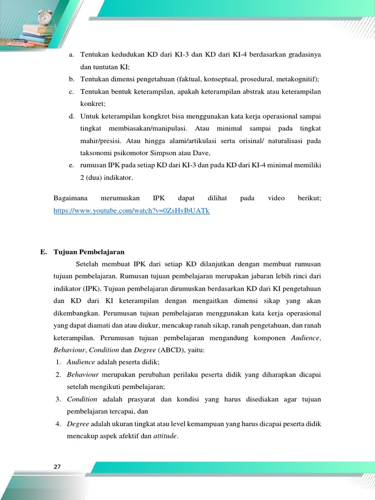 Tujuan Pembelajaran ABCD Pola | PDF