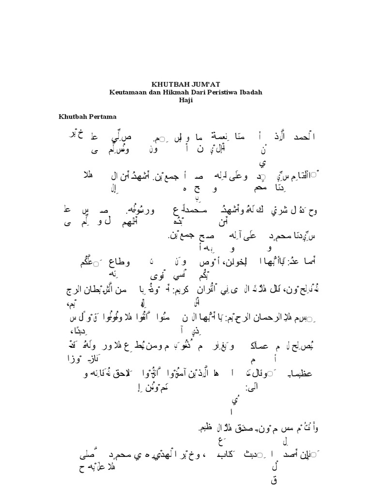 KHUTBAH JUMAT Keutamaan Dan Hikmah Dari Peristiwa Ibadah Haji | PDF