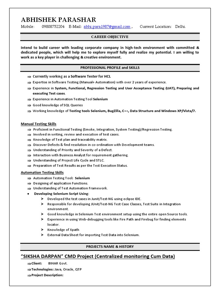 Exp Resume Selenium | PDF | Software Testing | Databases