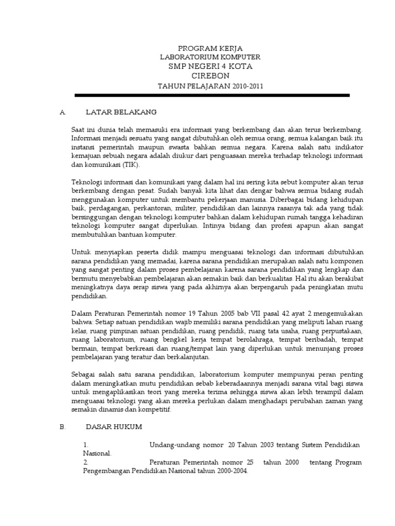 Program Kerja Lab Komputer SMP OK | PDF