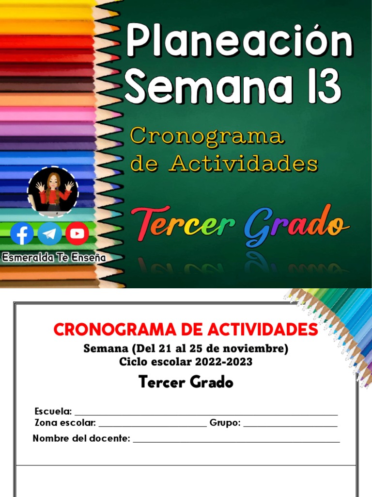 ?3° S13 PLANEACIÓN SEMANAL Esmeralda Te Enseña | PDF | Evaluación | Aprendizaje