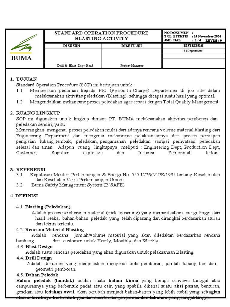 01 SOP Blasting Activity | PDF