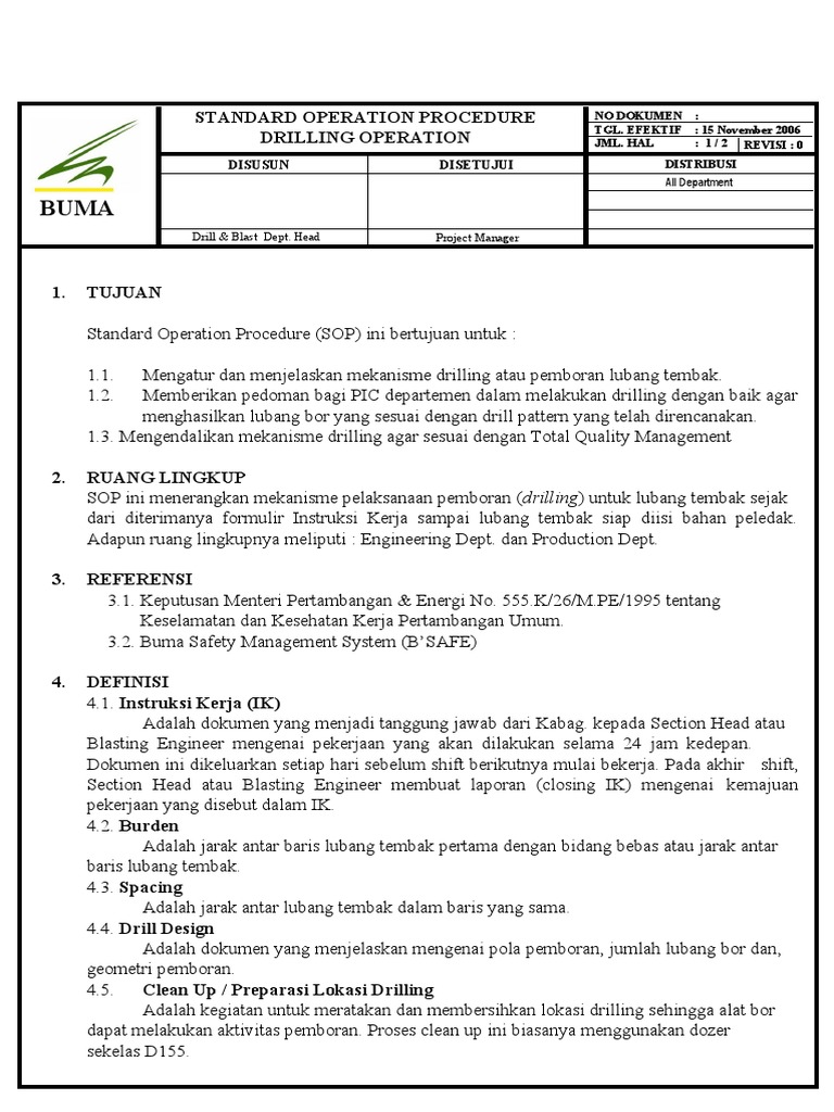02 SOP Drilling | PDF