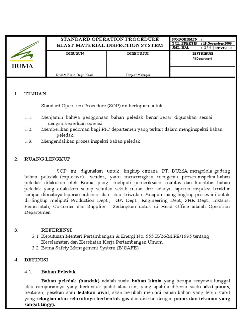 03 SOP Blast Material Inspeksi | PDF