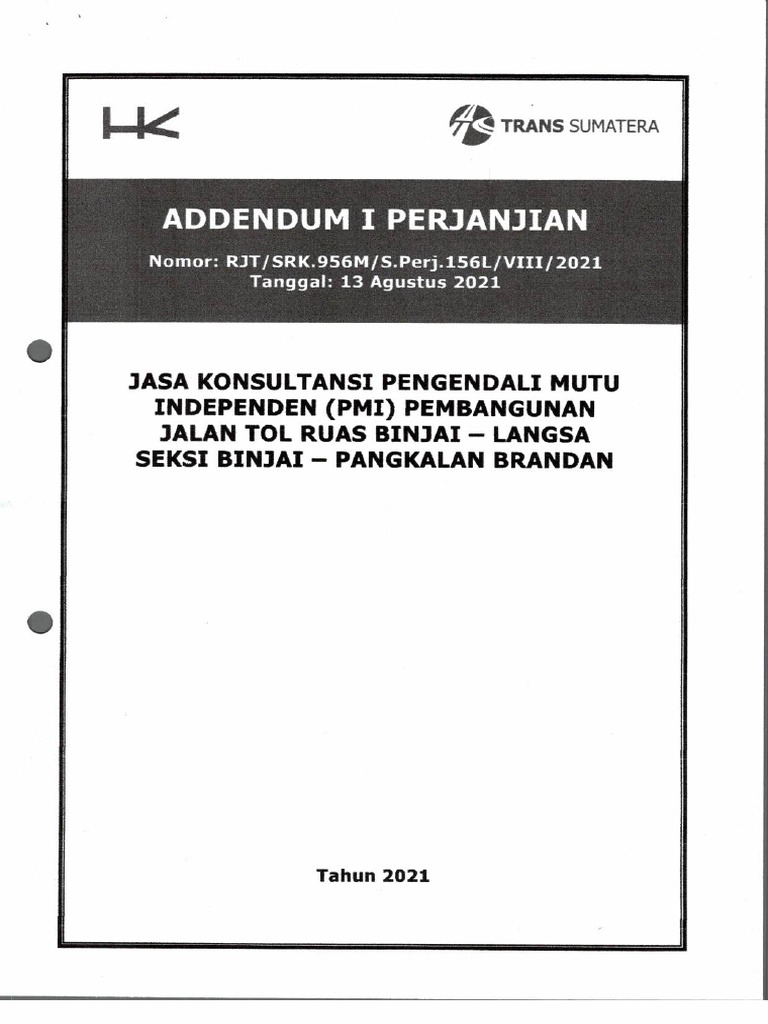 Adendum I Kontrak | PDF