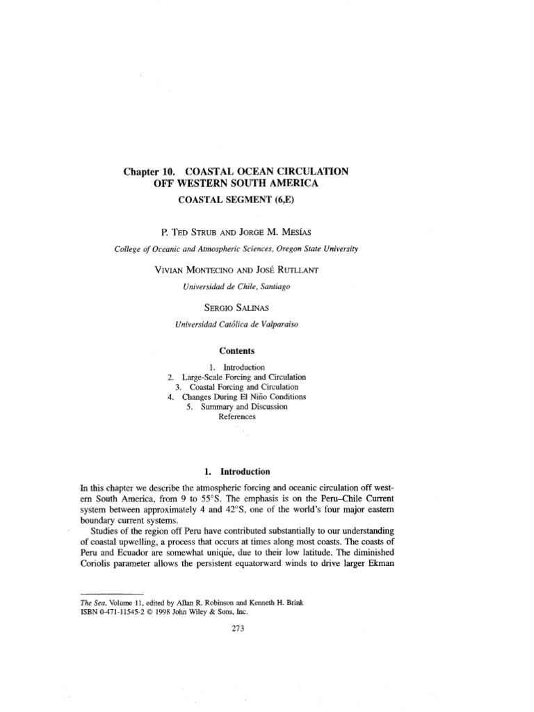 Coastal Ocean Circulation Off Western South America Pdf