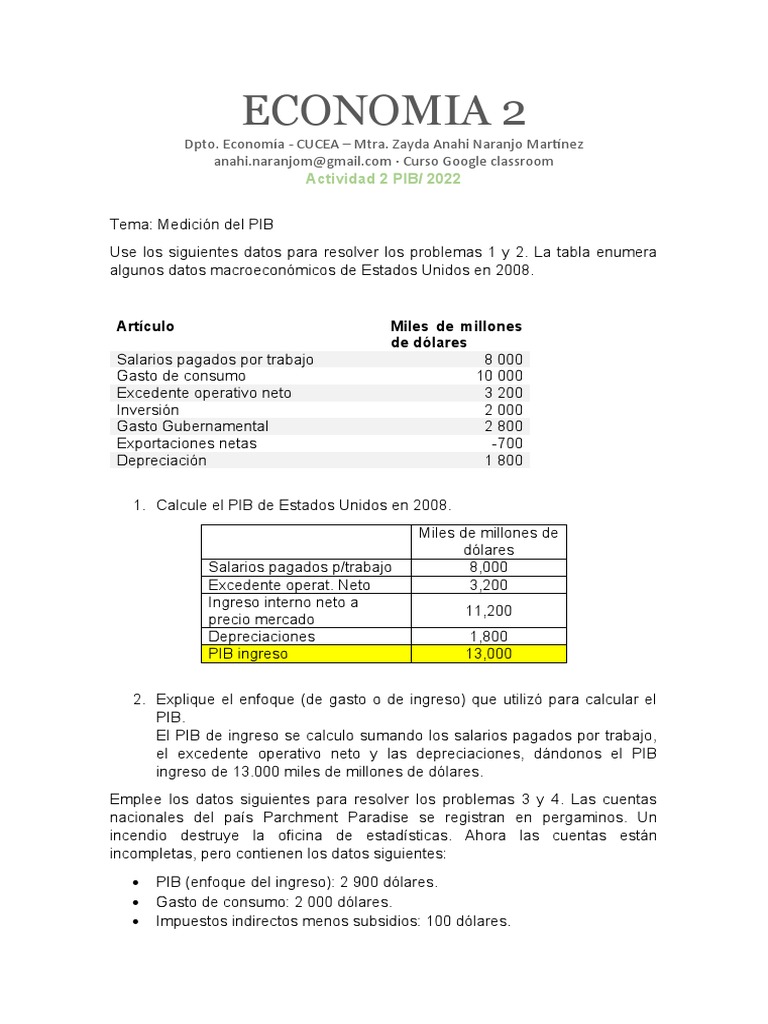 Ejercicios 2 PIB Real y Nominal | PDF | Producto Interno Bruto | Ciencias económicas