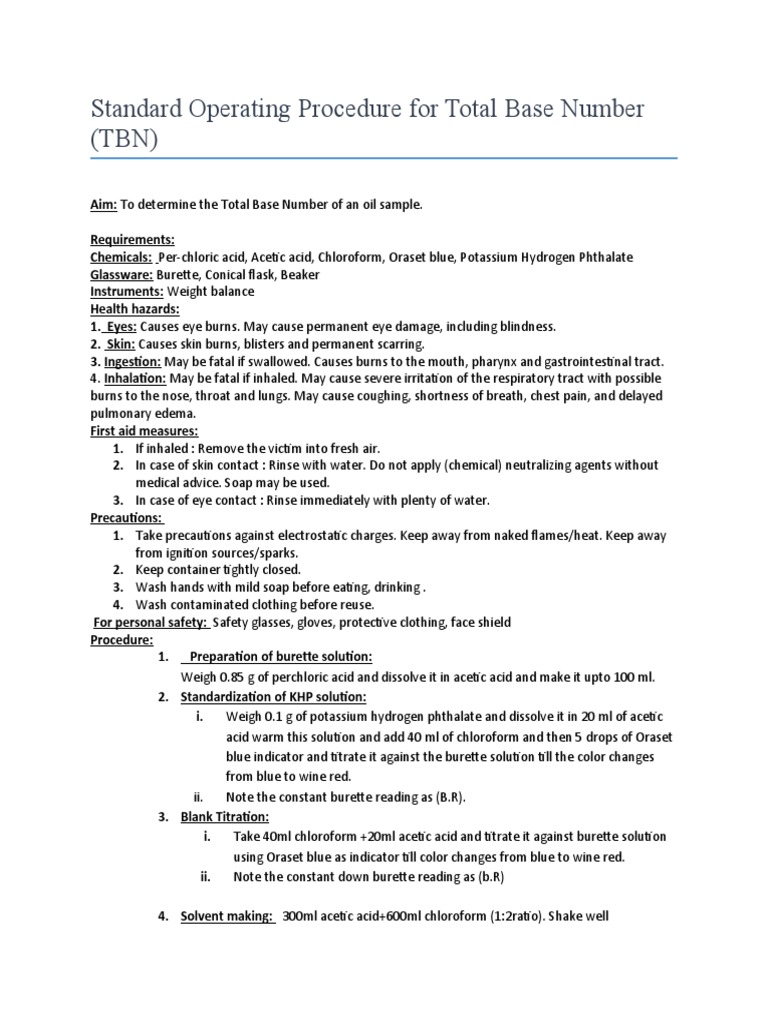 Sop of Total Base Number | PDF