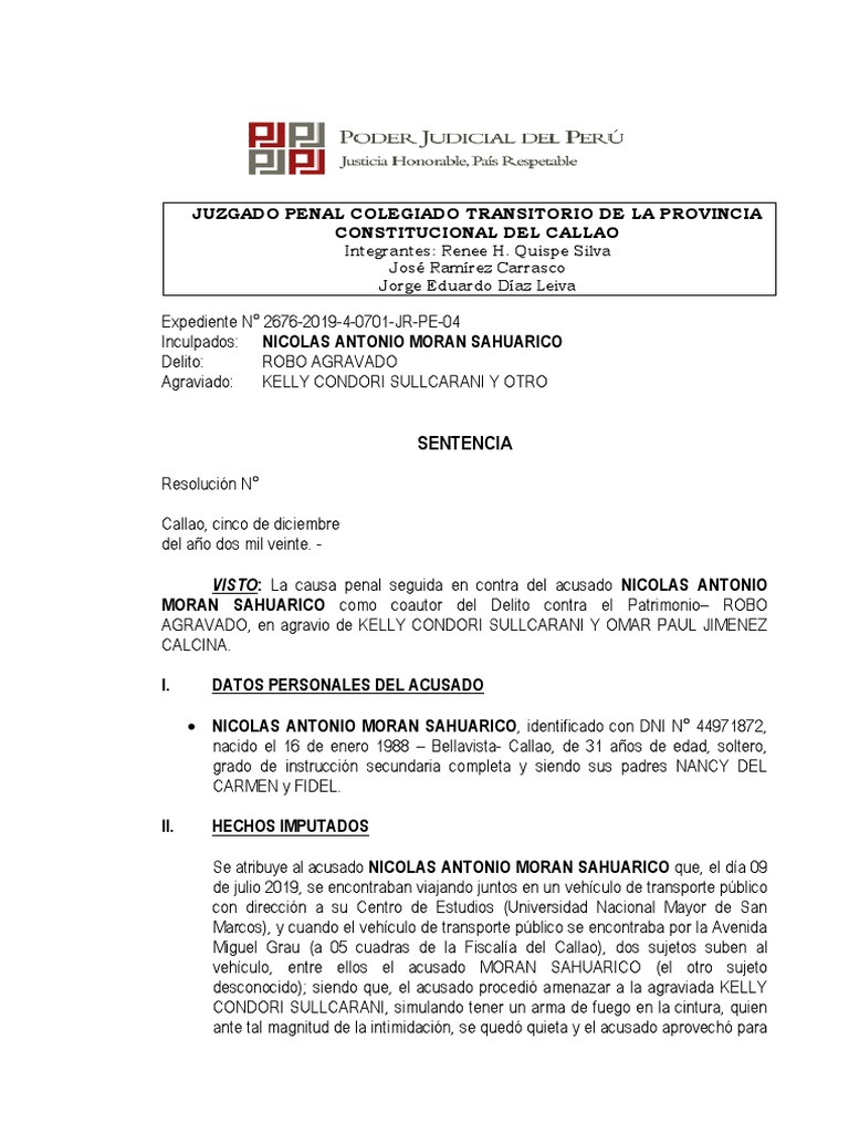 Ntencia Robo Agravado Pdf Robo Derecho Penal 0636