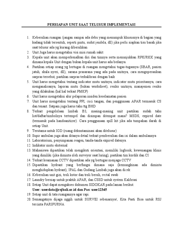 Persiapan Unit Saat Telusur Implementasi | PDF