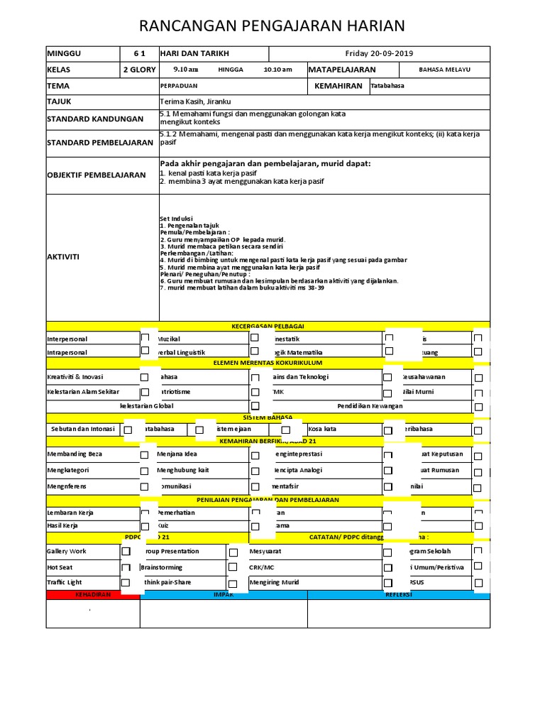 RPH-BM Tahun 2 | PDF