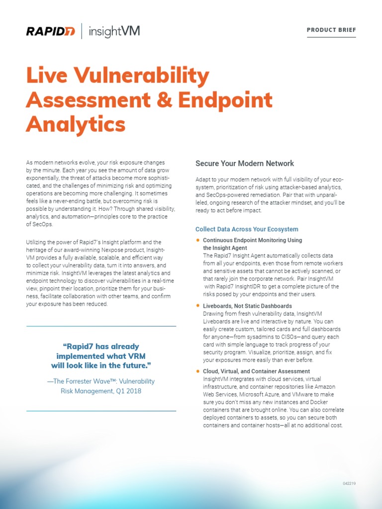 Rapid7 InsightVM Product Brief | PDF | Vulnerability (Computing) | Analytics