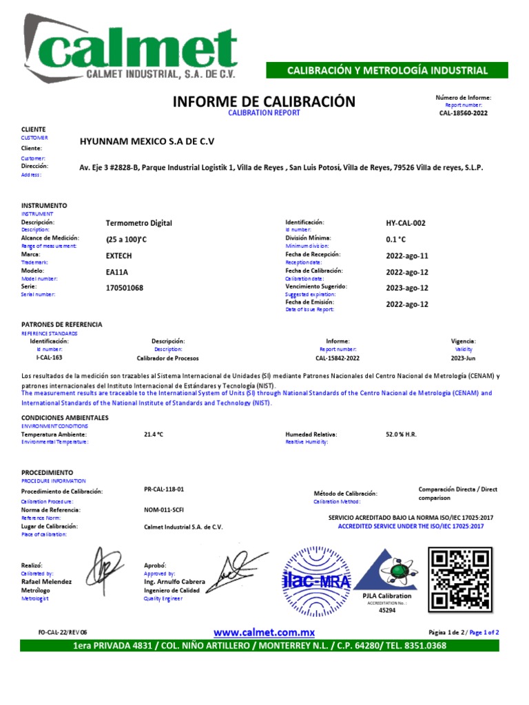 Termometro Extech HY-CAL-002 | PDF