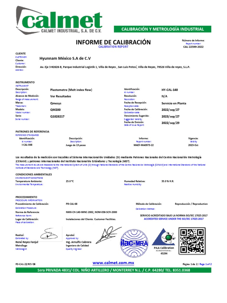 Plastometro Melt HY-CAL-140 | PDF | Metrología | Teoría de la medida