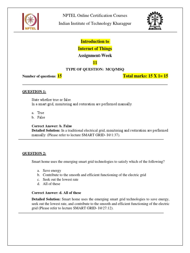 Assignment-W11 Updated July2022 | PDF | Smart Grid | Internet Of Things