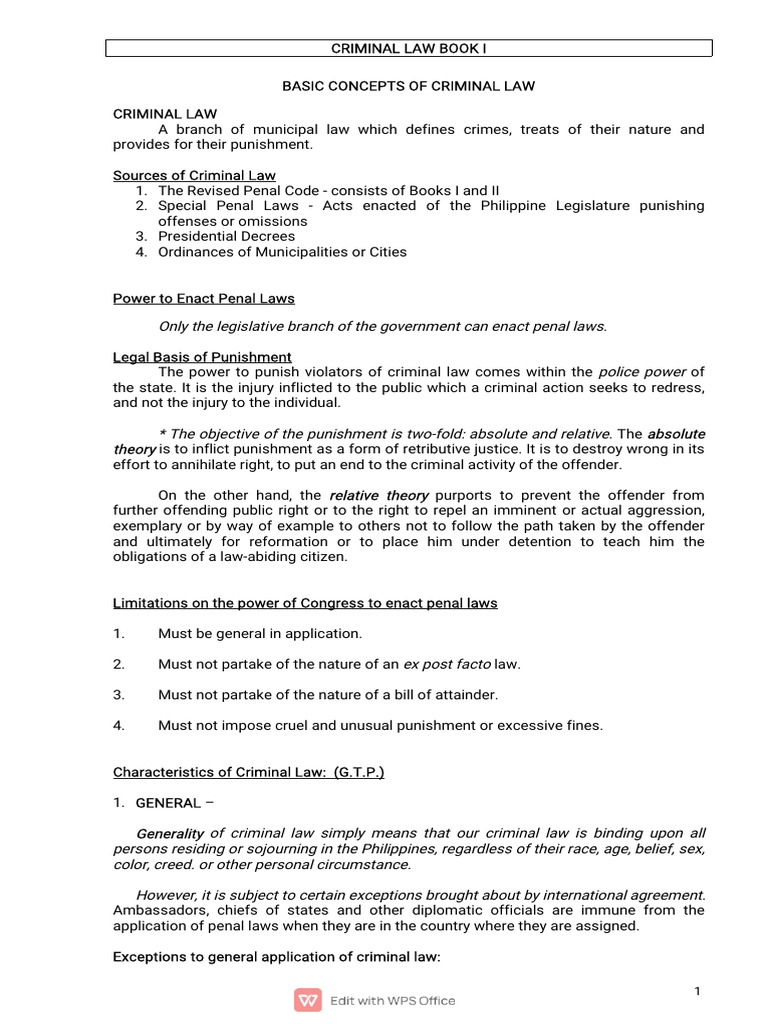 MODULE 1 Criminal Law I | PDF
