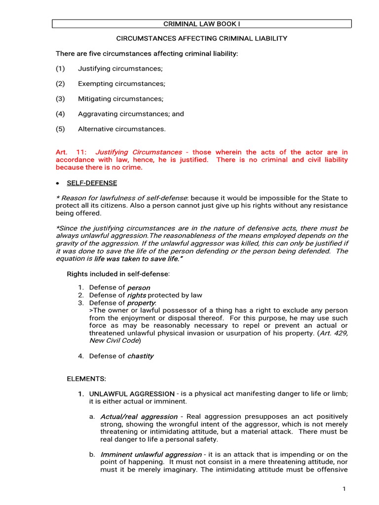 Circumstances in Criminal Liability | PDF