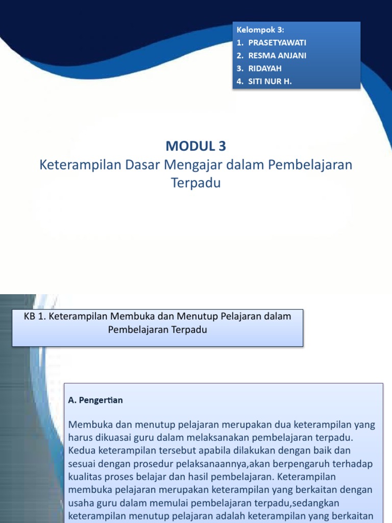 Modul 3 Pembelajaran Terpadu Di SD | PDF