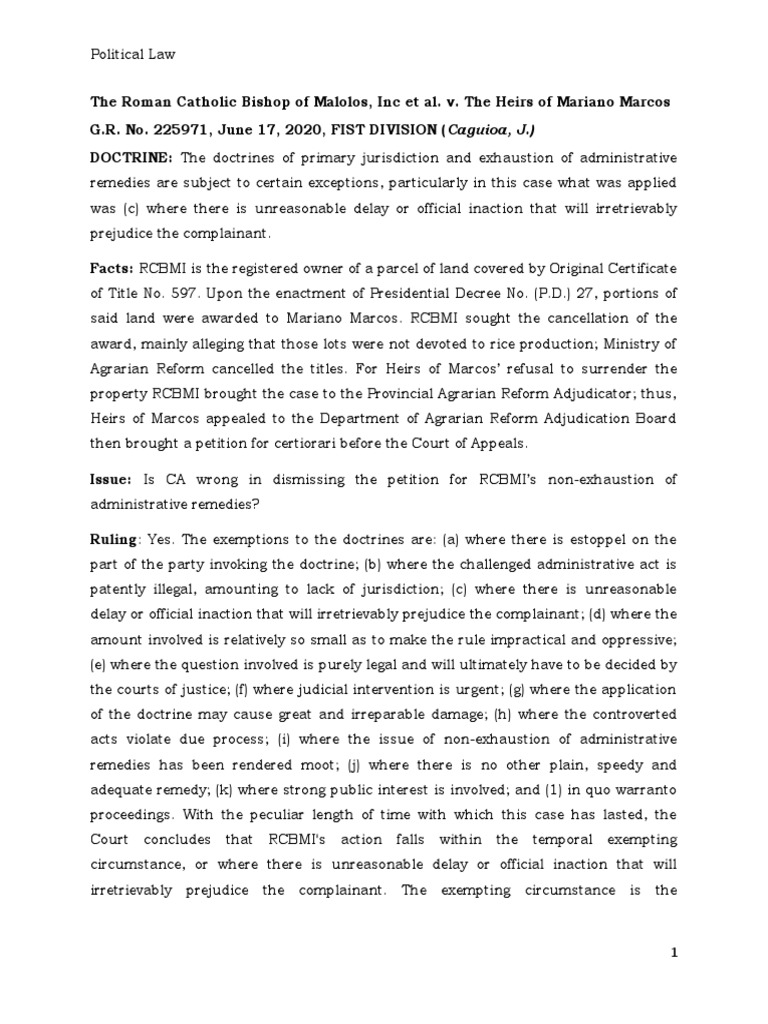 RCBMI v. Heirs of Marcos: G.R. 225971 | PDF