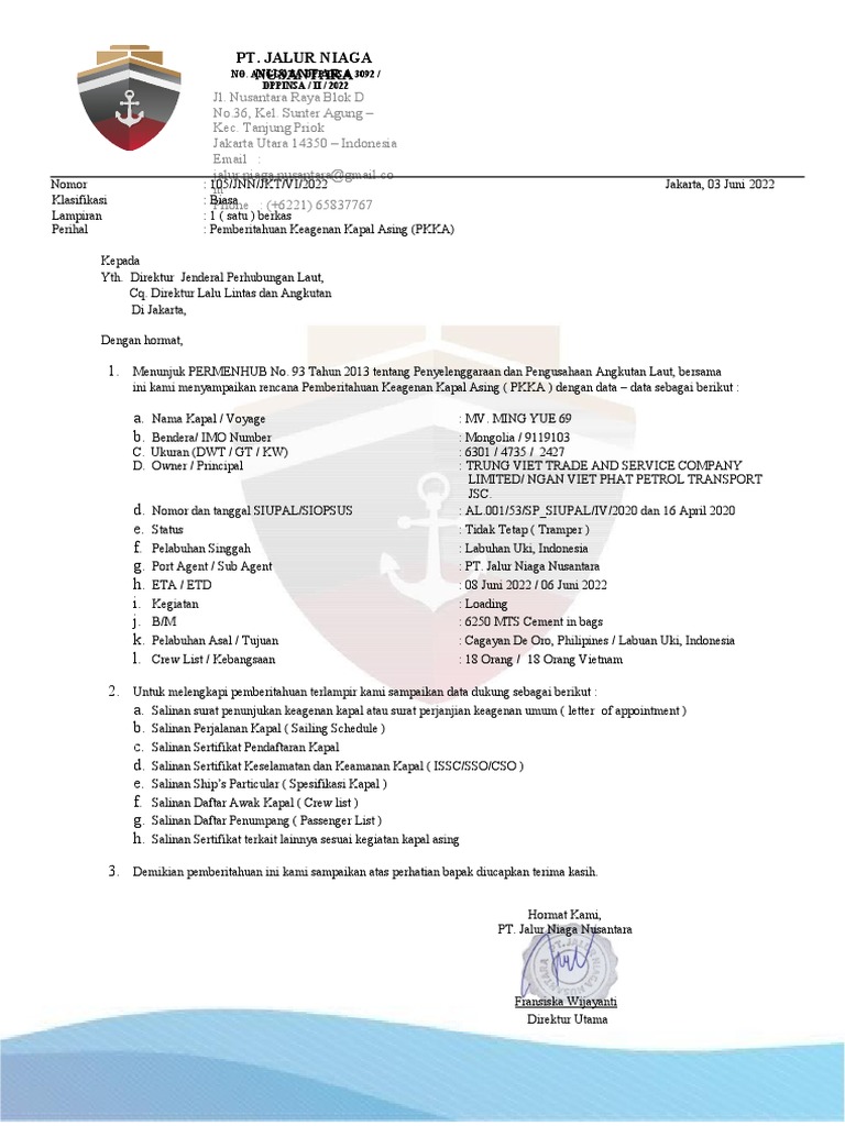 Surat Permintaan PKKA Tramper | PDF