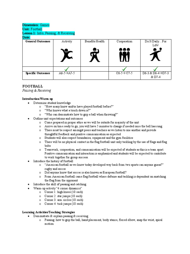 Football Lesson Plans | PDF | Quarterback | Ball Games