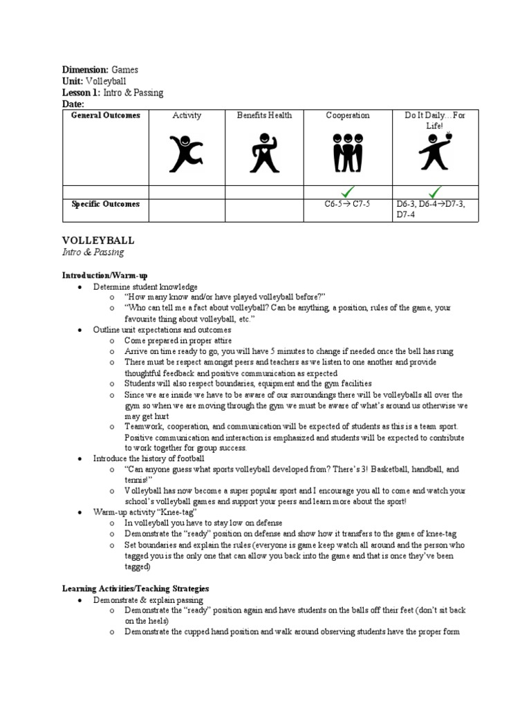 Volleyball Lesson Plans | Download Free PDF | Volleyball | Sports